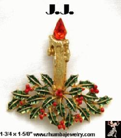 J.J. Christmas Candle Pin: JJ Vintage Christmas Candle Pin - Antique ...